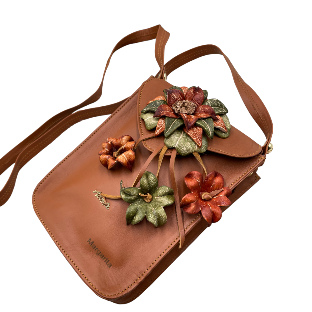 Morral con flores de cuero – Cueros Acosta